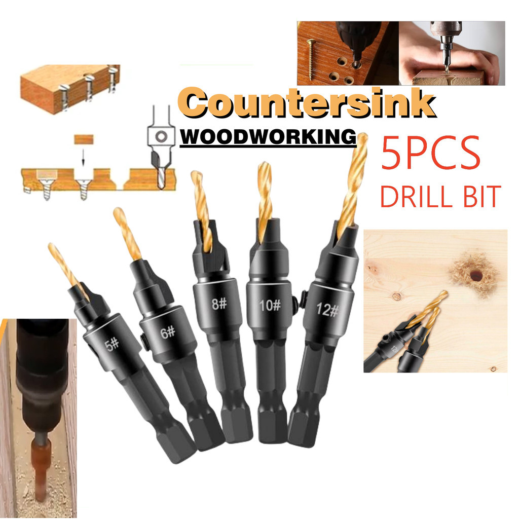 5pcs Countersink Drill Woodworking Drill Bit Carpentry Drill Set ...