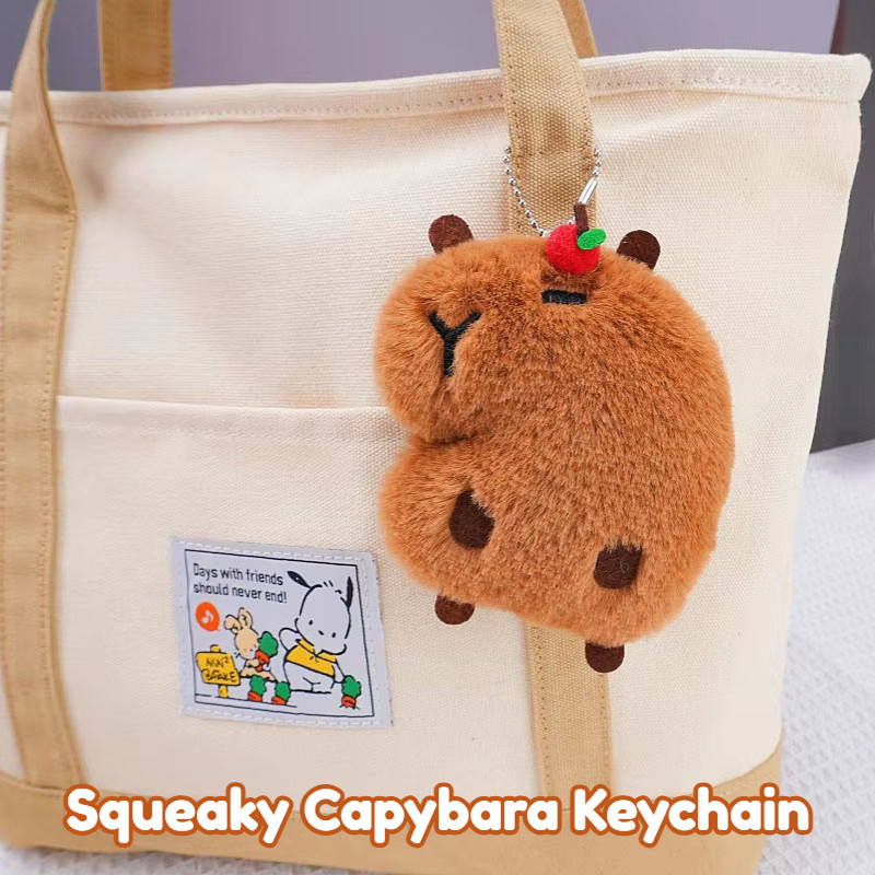 Cute Capybara Keychain Plush Doll Squeaky Pendant Kawaii Capibara ...