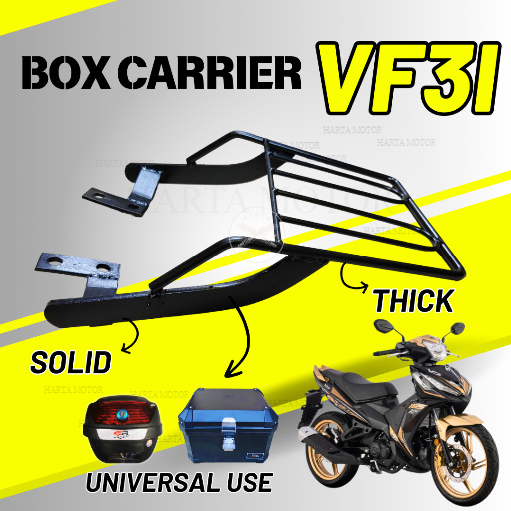 SYM VF3I 185 FRIST MODEL REAR BOX MONORACK BOX CARRIER KAKI HEAVY DUTY PVC KOTAK BESI BELAKANG ...