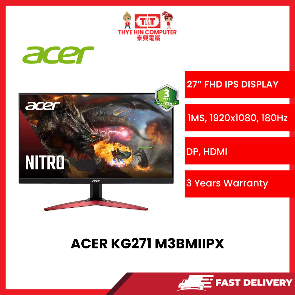 ACER KG271 M3BMIIPX,27H , LED , BLACK , 250 NITS MONITOR | Shopee Malaysia