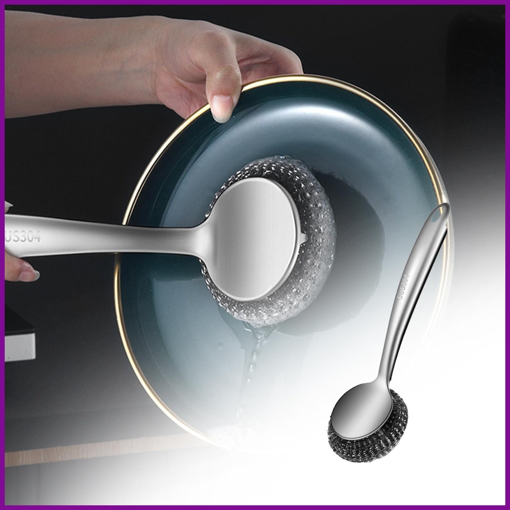 Metal Dish Scrubber Long Handle Steel Wool Scrubber Steel Dish Scrubber ...