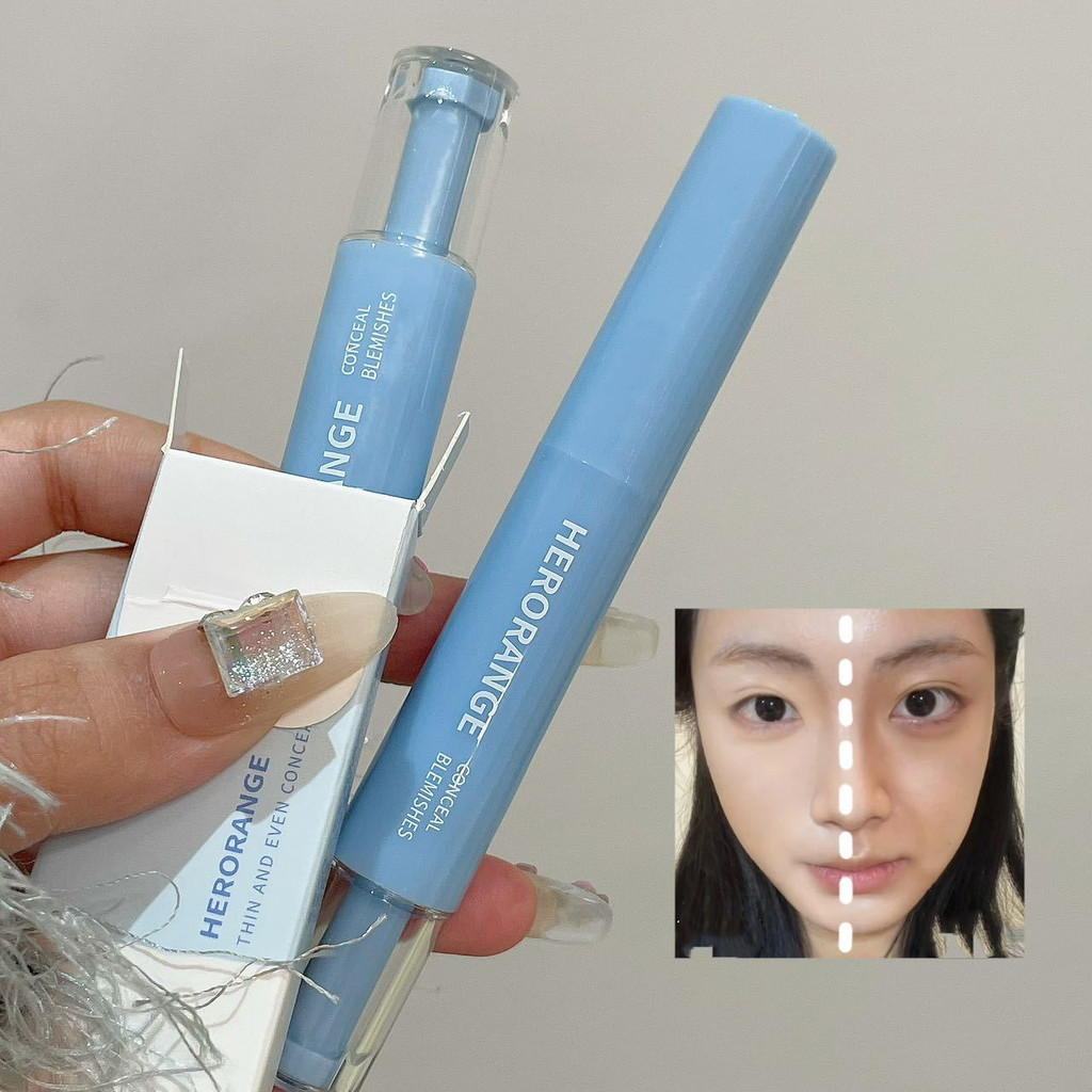 Herorange Blue Double-ended Concealer Brighten Cover Spots Dark Circles ...