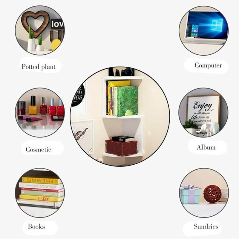 5-Story Shelf Corner Floating Shelf Wall Shelf Corner Bookshelf Family ...