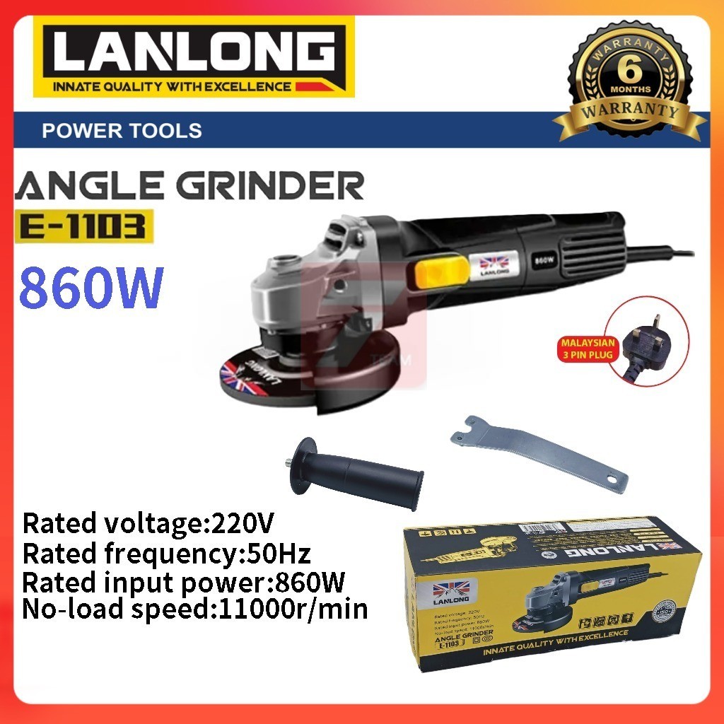 LANLONG 4" Angle Grinder l Cutting Grinding Polishing l Machine Mesin ...