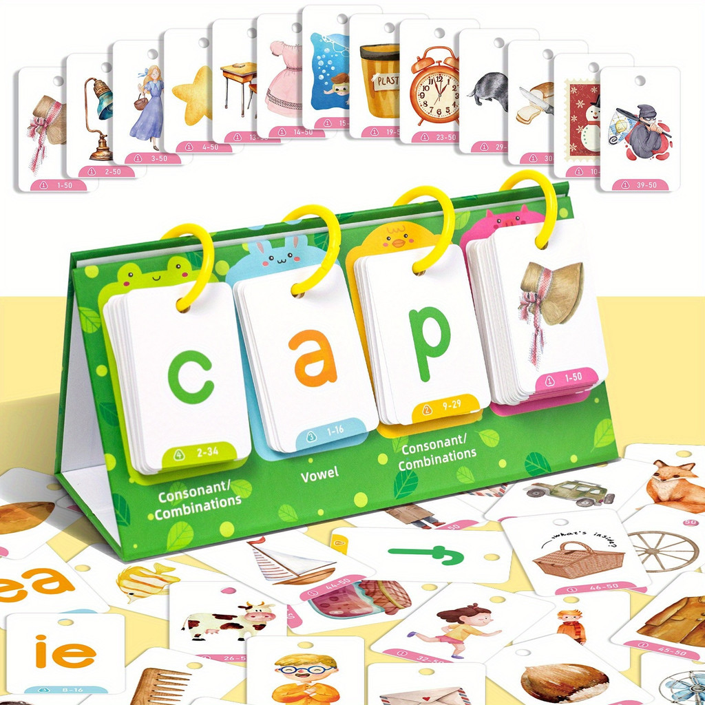 129pcs CVC Word Flip Charts, Double-Sided Word Flip Short Vowel Words ...
