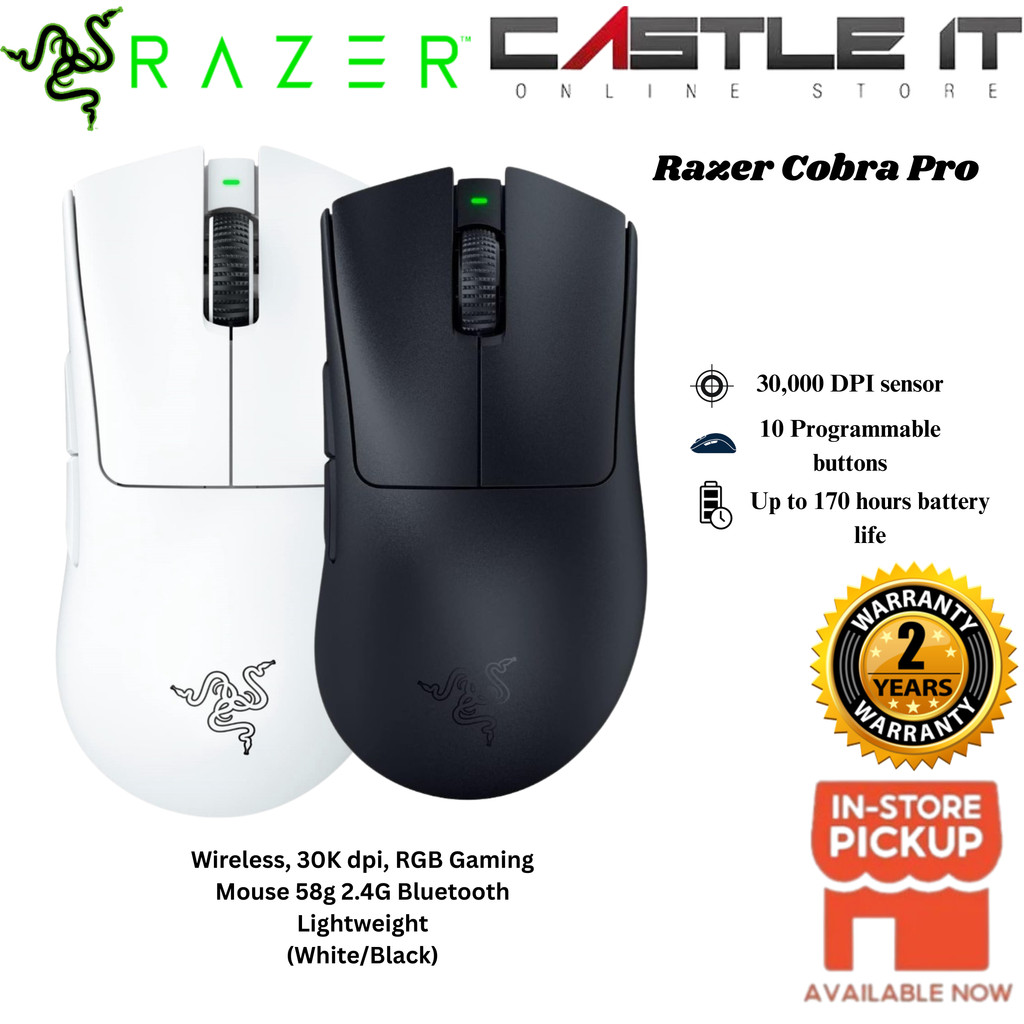 Razer Cobra Wired & Cobra Pro Wireless RGB Gaming Mouse Black White 58g ...