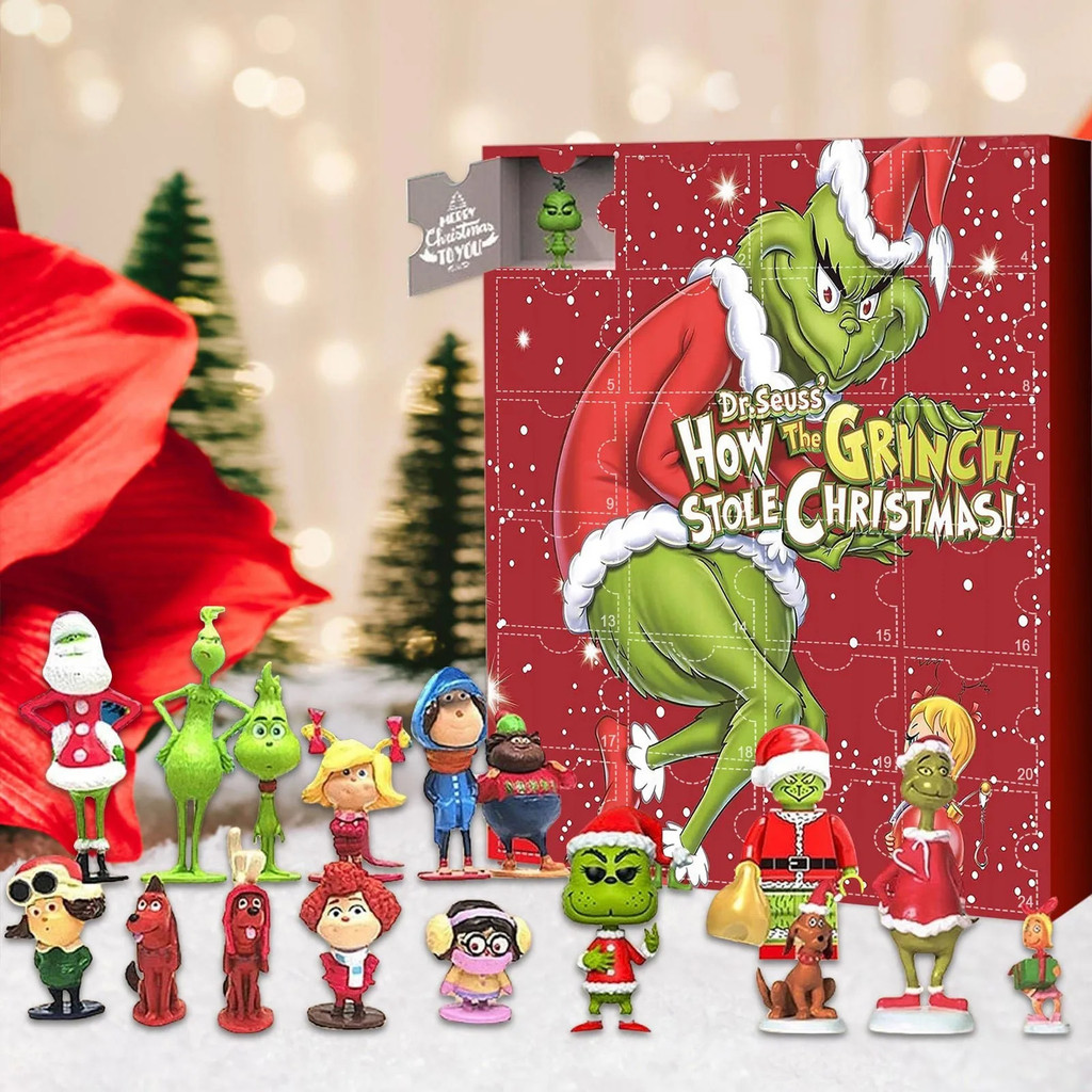 Christmas Advent Calendar Figure Box 24 Pcs Dr. Seuss The Grinch Green ...