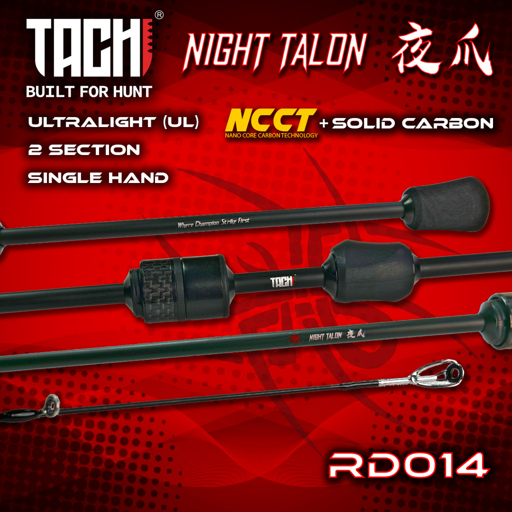 Joran UL 1-6LB Singlehand TACHI NIGHT TALON Kolam Solid Carbon 1.5-1 ...