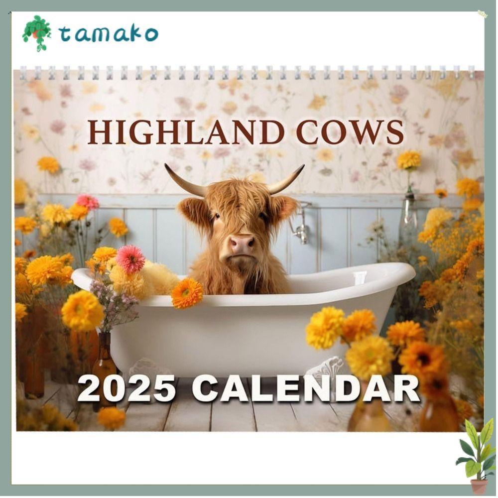 TAMAKO Highland Cows In Bathtubs Calendar, Printing Animals Theme ...