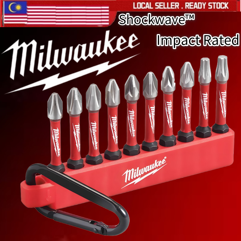 Milwaukee SHOCKWAVE Impact Wave Screw Drill Bits Lock Set 10 pcs Holder ...