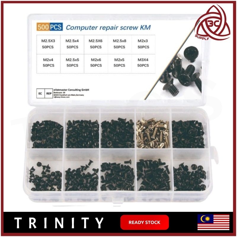 500pcs with Box - M2 / M2.5 / M3 Laptop Screw Nut Nuts Assortment Kit ...