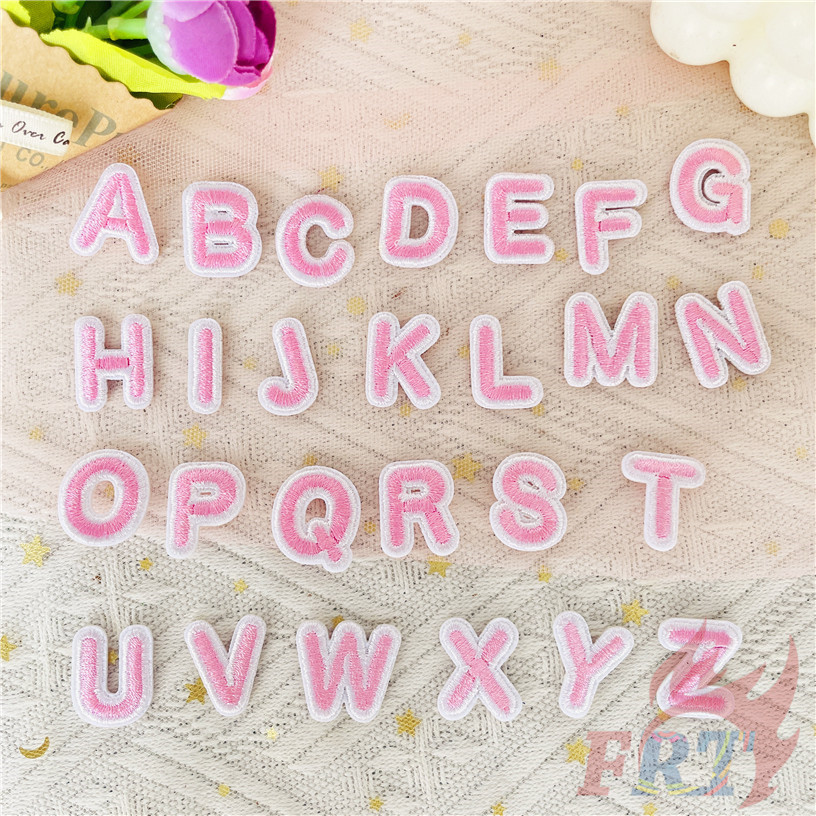 1Pc Mini Pink Arial English Letters Iron-on Patches DIY Alphabet Iron ...