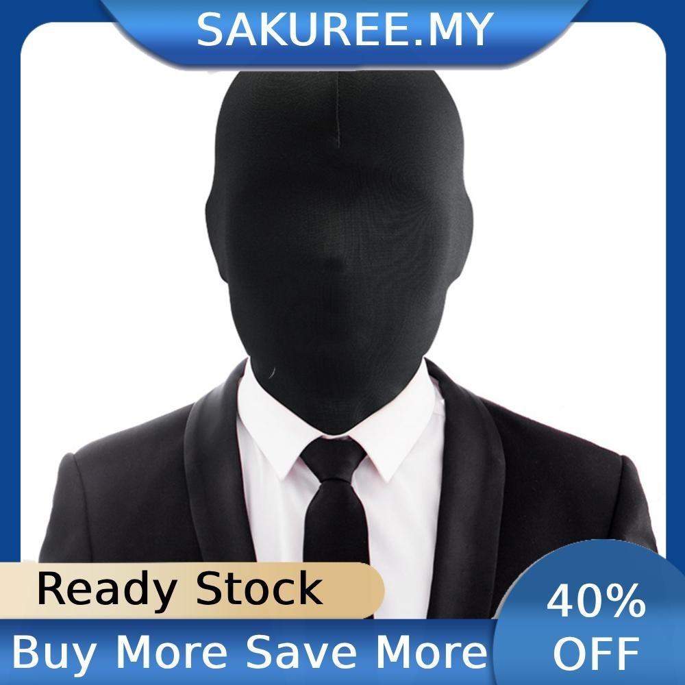 Black No Hole Full Face Cover Hat Ice Silk Fabric Headgear Role Play ...