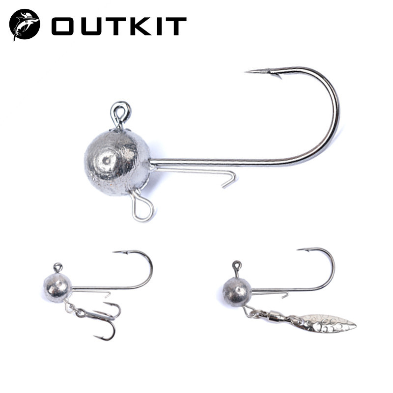 OUTKIT 10pcs Double Ring Head Jigs Hook Round Ball Jig Head Hook DIY ...