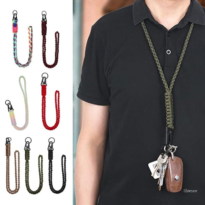 Shwnee 2 Pcs Paracord Neck Lanyard Keychain Heavy Duty Braided Rope ...