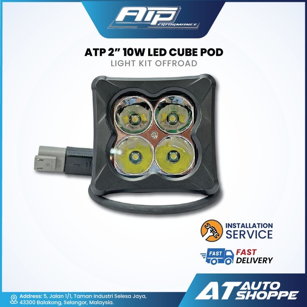 ATP 2” 10W LED Cube Pod Light Kit Offroad (1 Piece) | Shopee Malaysia