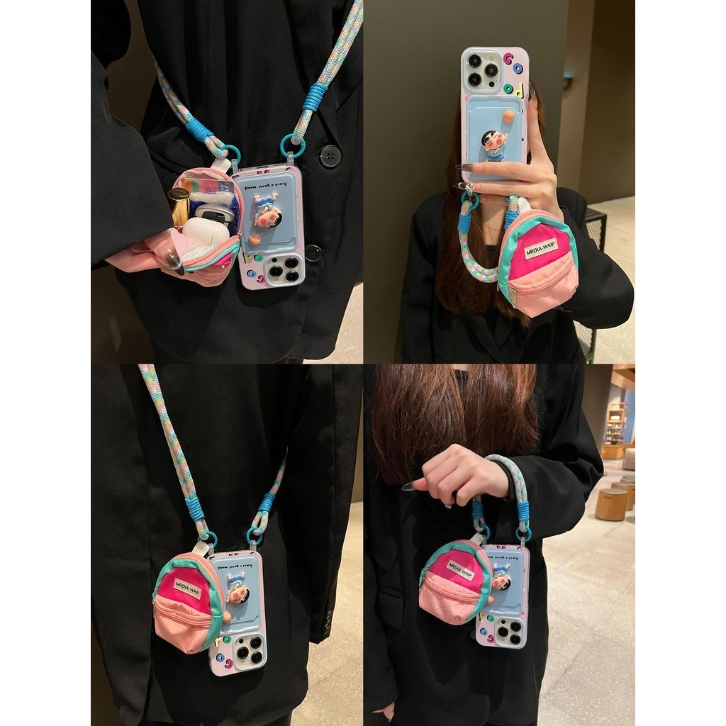 Cartoon Cute Anime Shin-Chan Card Case Suitable for iphone 15promax ...