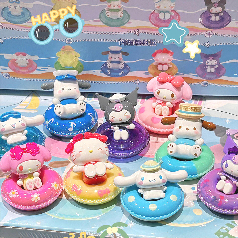 3pcs/bag Sanrio TOPTOY Random Bag Mini Swim Ring Figure Toys Cute Blind ...