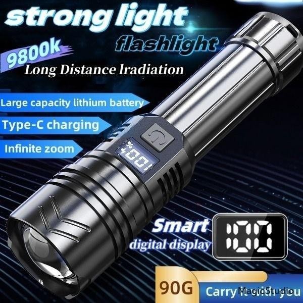 Rechargeable waterproof flashlight ultra-bright zoom dimming Type-C ...