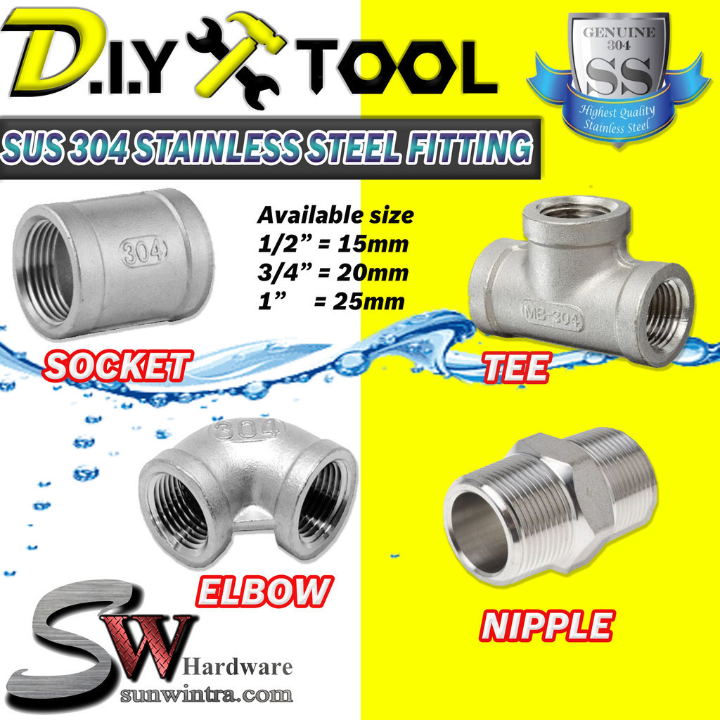 SW HARDWARE Stainless Steel SUS304 Fitting - 1/2" , 3/4" , 1" Socket ...