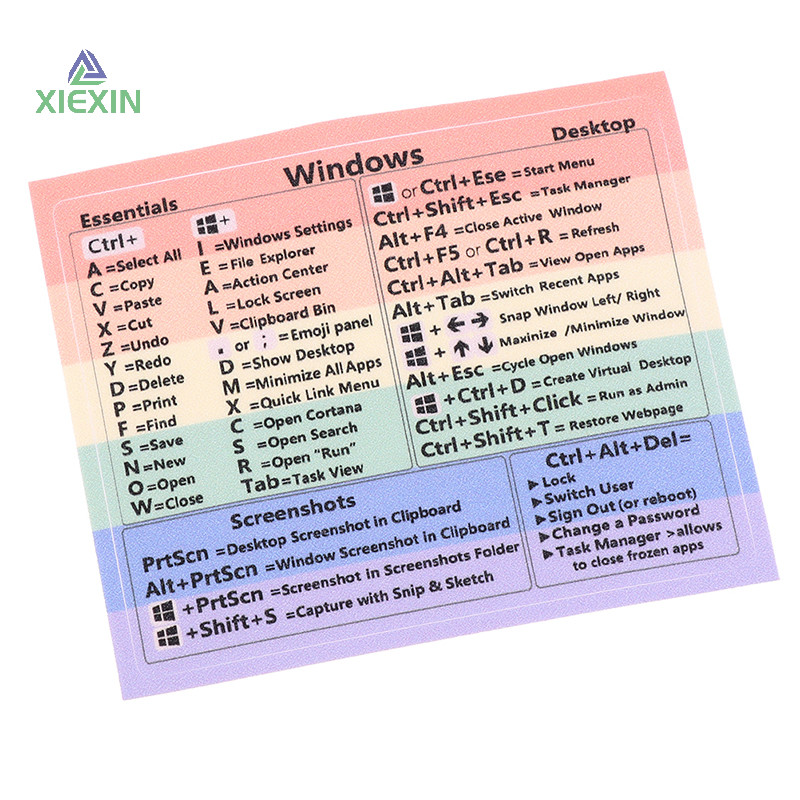 HanxiStyle Windows Keyboard Reference Shortcut Cheat Sheet Sticker ...