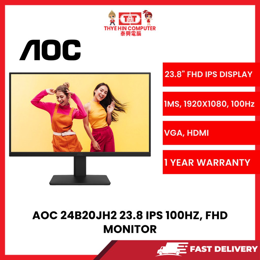 AOC 24B20JH2 / 23.8 IPS 100HZ, FHD MONITOR | Shopee Malaysia