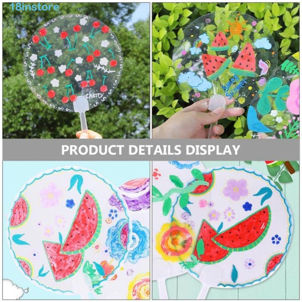 INSTORE Transparent Hand Fans, DIY Portable DIY Blank Fan, Easy Use ...