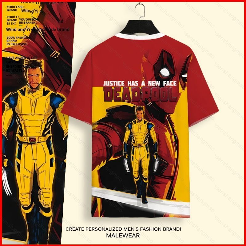 Flip 2024 Marvel Deadpool Wolverine film Cosplay cloth 3D summer T ...