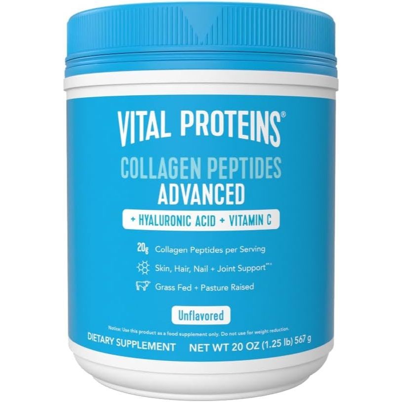 Vital Proteins Collagen Peptides Powder with Hyaluronic Acid & Vitamin C, Unflavored, 567g ...