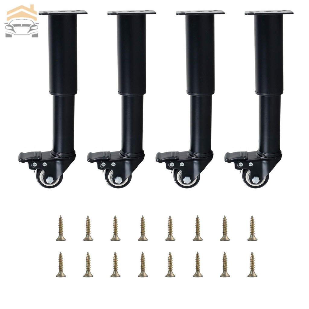 4Pcs Furniture Legs with Swivel Casters 7 to 10inch Metal Adjustable ...