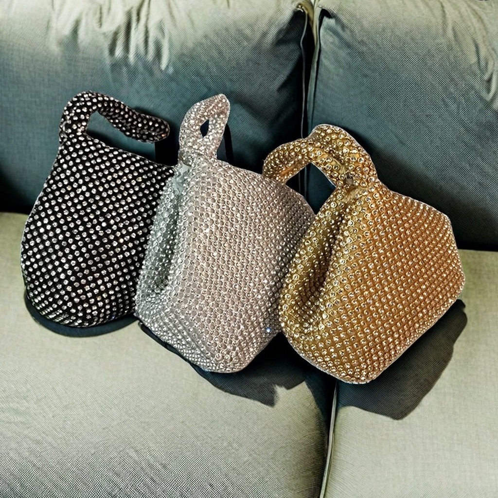 Retro Diamond Triangle Round Hand Dinner Pouch Women'S Portable Soft ...