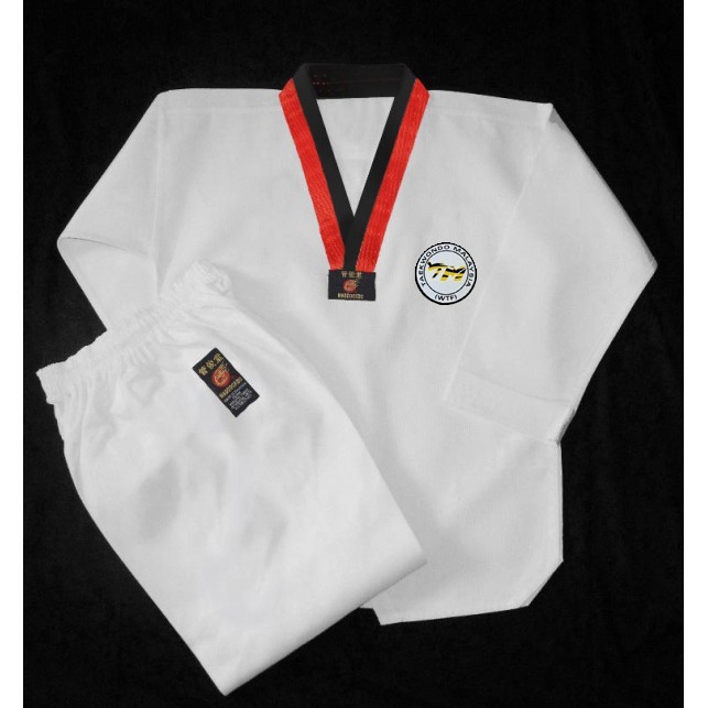 Add logo Maddockdo Brand Taekwondo WTF Poom (Red & Black) Belt Karate Uniform | Shopee Malaysia