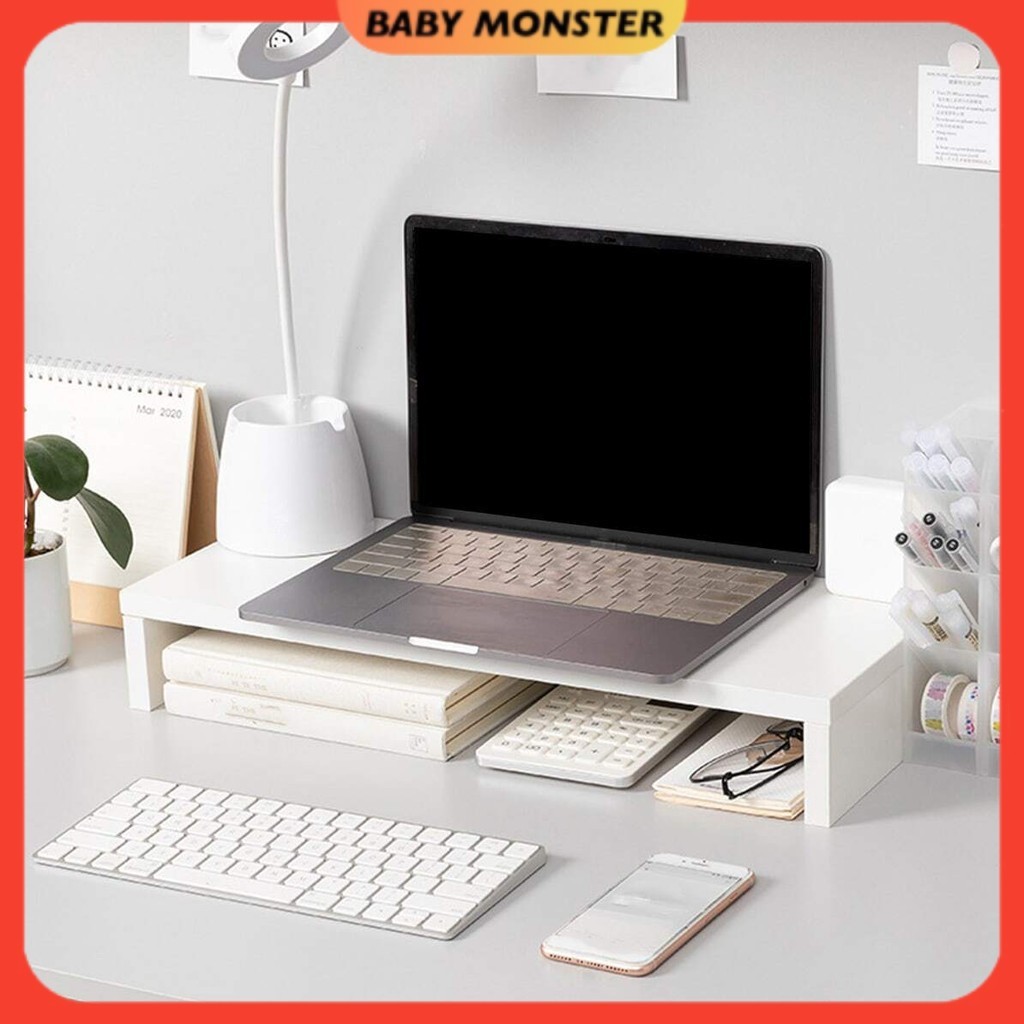 (QUALITY & STYLISH) BMS Computer Monitor Stand Laptop Stand Wooden Rack ...