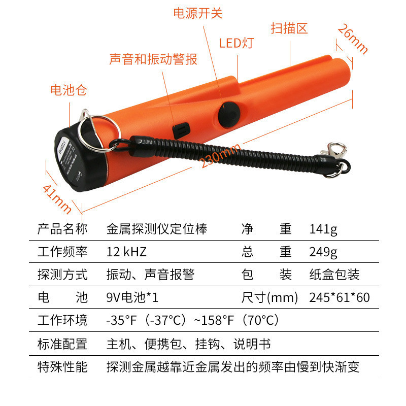 Handheld Metal Detector Positioning Rod Portable Small Metal Detector ...