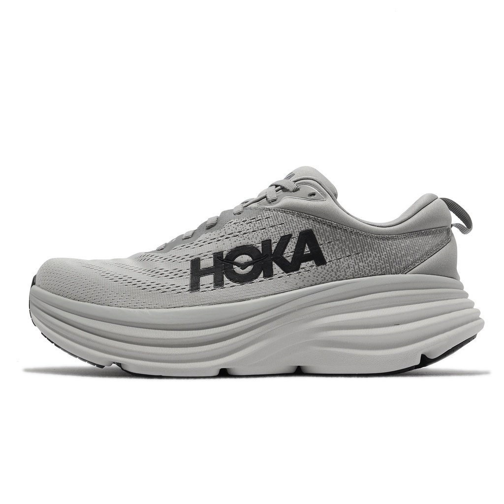 Hoka jogging Bondi 8 4e ultra wide latest gray black white thick sole ...