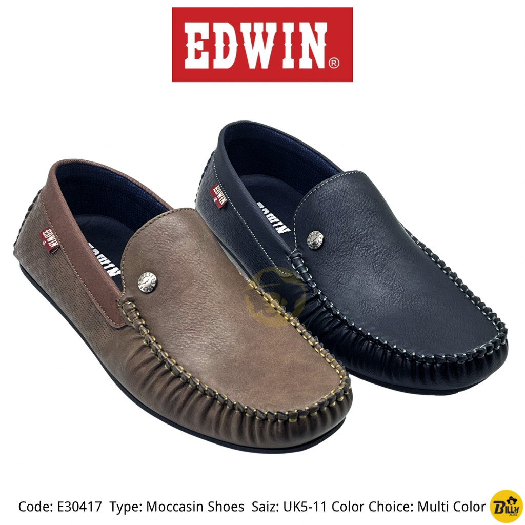 EDWIN Brand Men’s PU Leather Comfort Casual Slip on Mocassin Shoes ...
