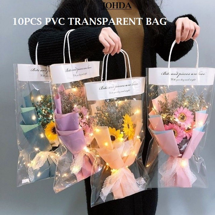 10pcs Plastic Transparent PVC Plastic Gift Bag Multipurpose Beg Hadiah ...
