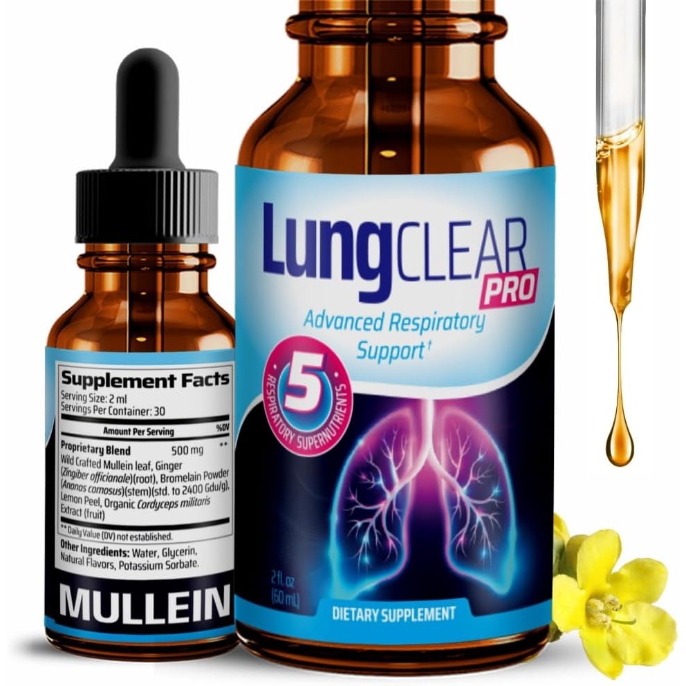 Lung Support Supplement Drops with Wild Mullein Leaf Extract for Lungs ...