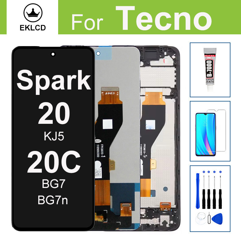 LCD Display For Tecno Spark 20 20C KJ5 BG7 BG7n Touch Screen Digitizer Assembly Spark20 With ...