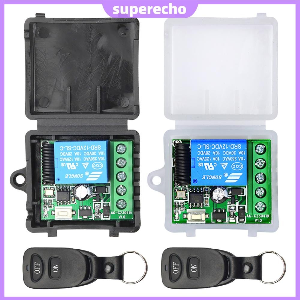 433Mhz Learning Button Remote Control 1CH RF 10A Relay Receiver DC 12V ...