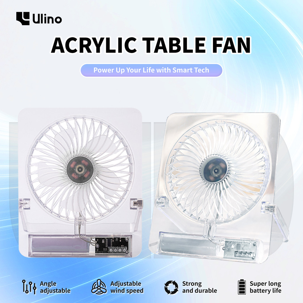 ULINO Foldable Desktop Fan 4-Speed Settings kipas meja mini Ultra-Thin ...