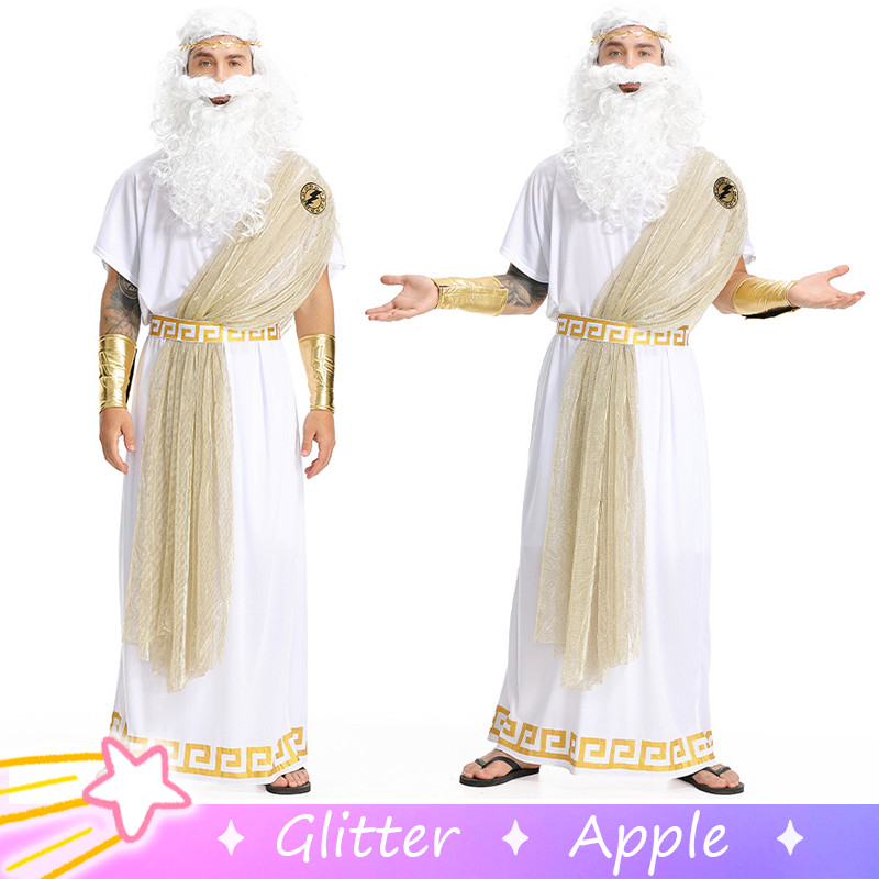 Greek Legend Greece God Cosplay Costume Zeus Ancient Rome White Golden ...