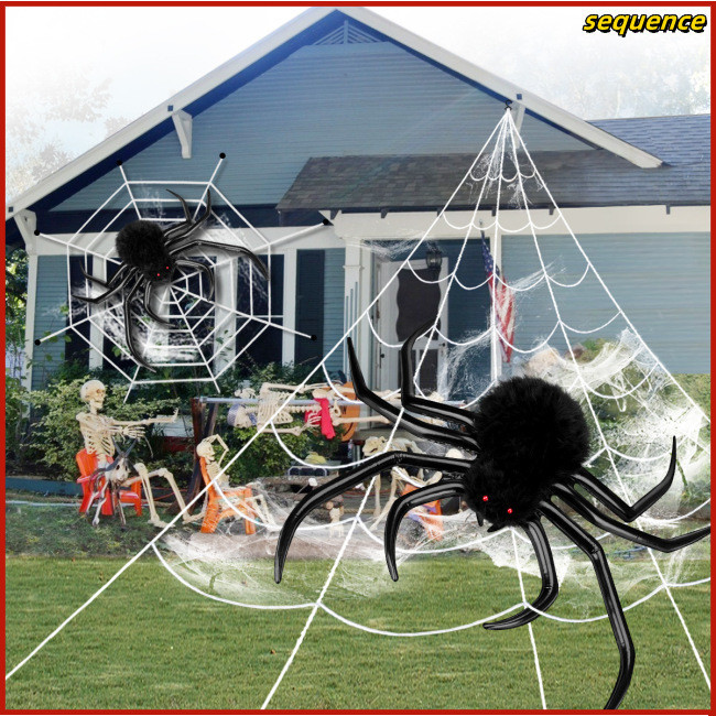 Se Giant Spider Web Set Reusable Fake Spider Stretchy Cobwebs With ...
