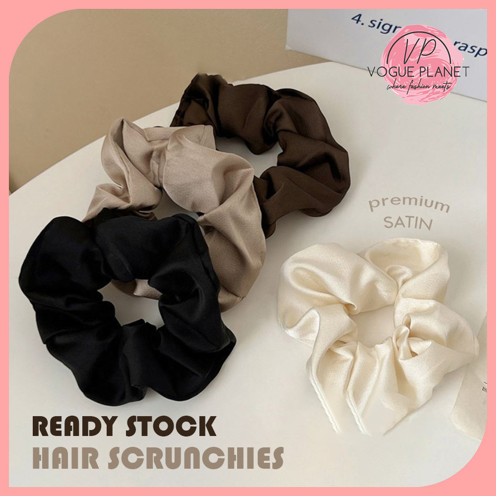 Plain Silky Satin Hair Scrunchie Hair Tie Hairband Rubberband ...