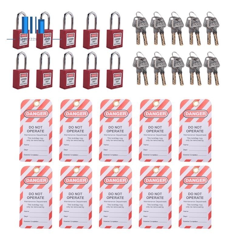 Red Lockout Tagout Locks Stainless Steel Lockout Tagout Lock with 10 ...