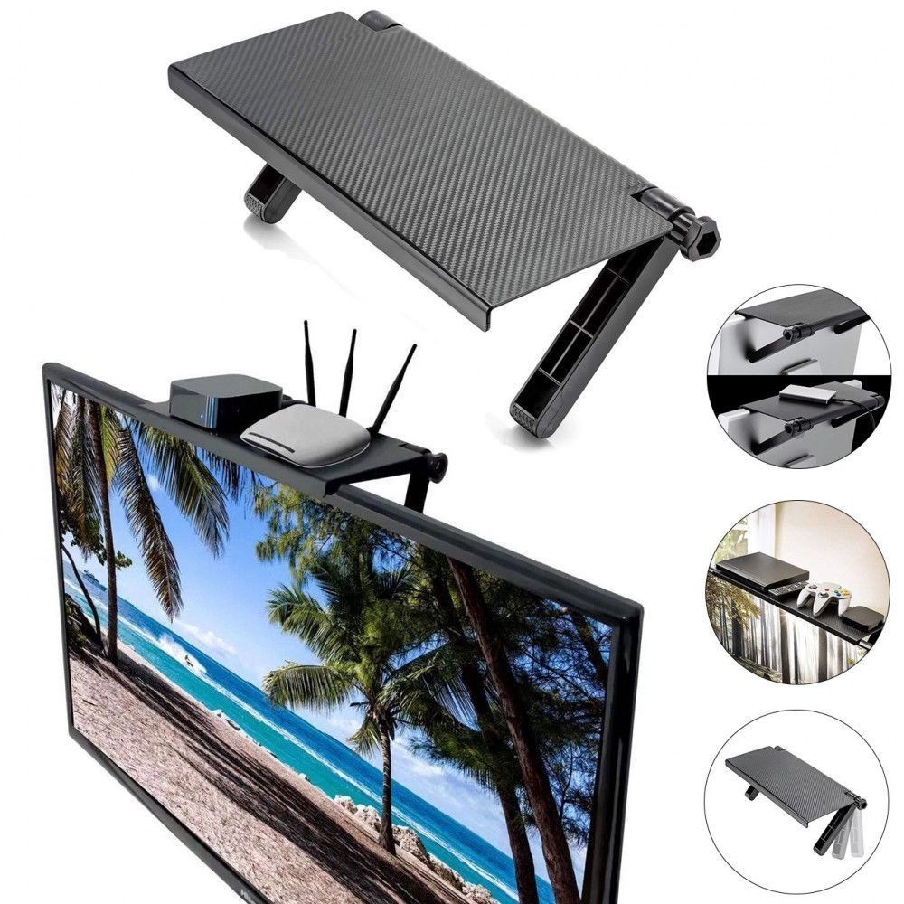 KAUKAU Adjustable Screen Caddy TV Box Top Shelf Storage Bracket Stand ...