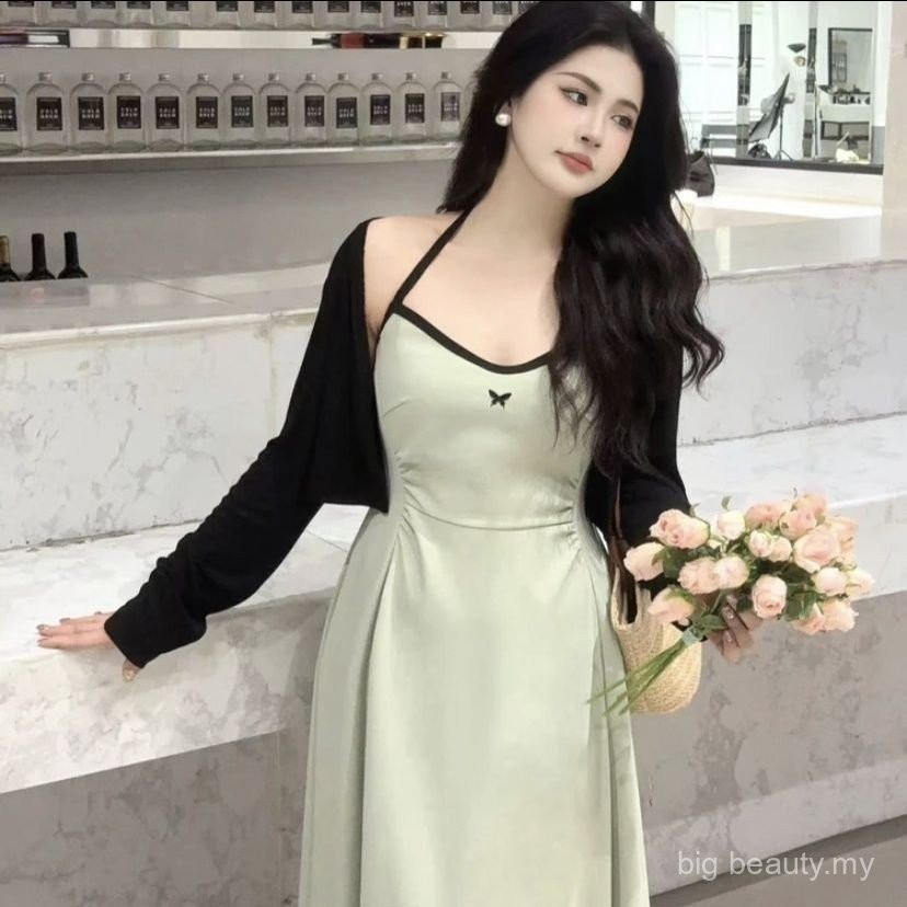 40-100kg M-5XL【嘎嘎】 胖mm爆款夏季气质性感时尚显瘦中长款连衣裙+开衫dress girl fat 休闲裙 | Shopee Malaysia