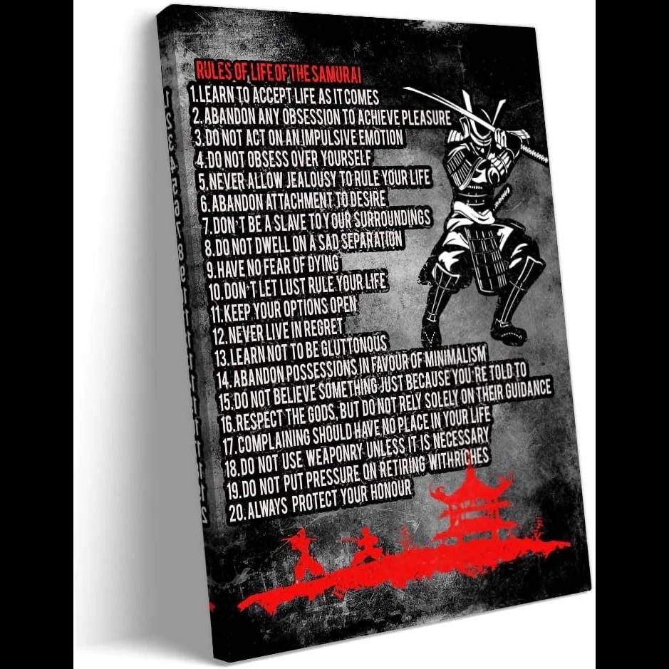 Poster Berbingkai Peraturan Hidup Samurai Jepun Vintage - Seni Dinding ...