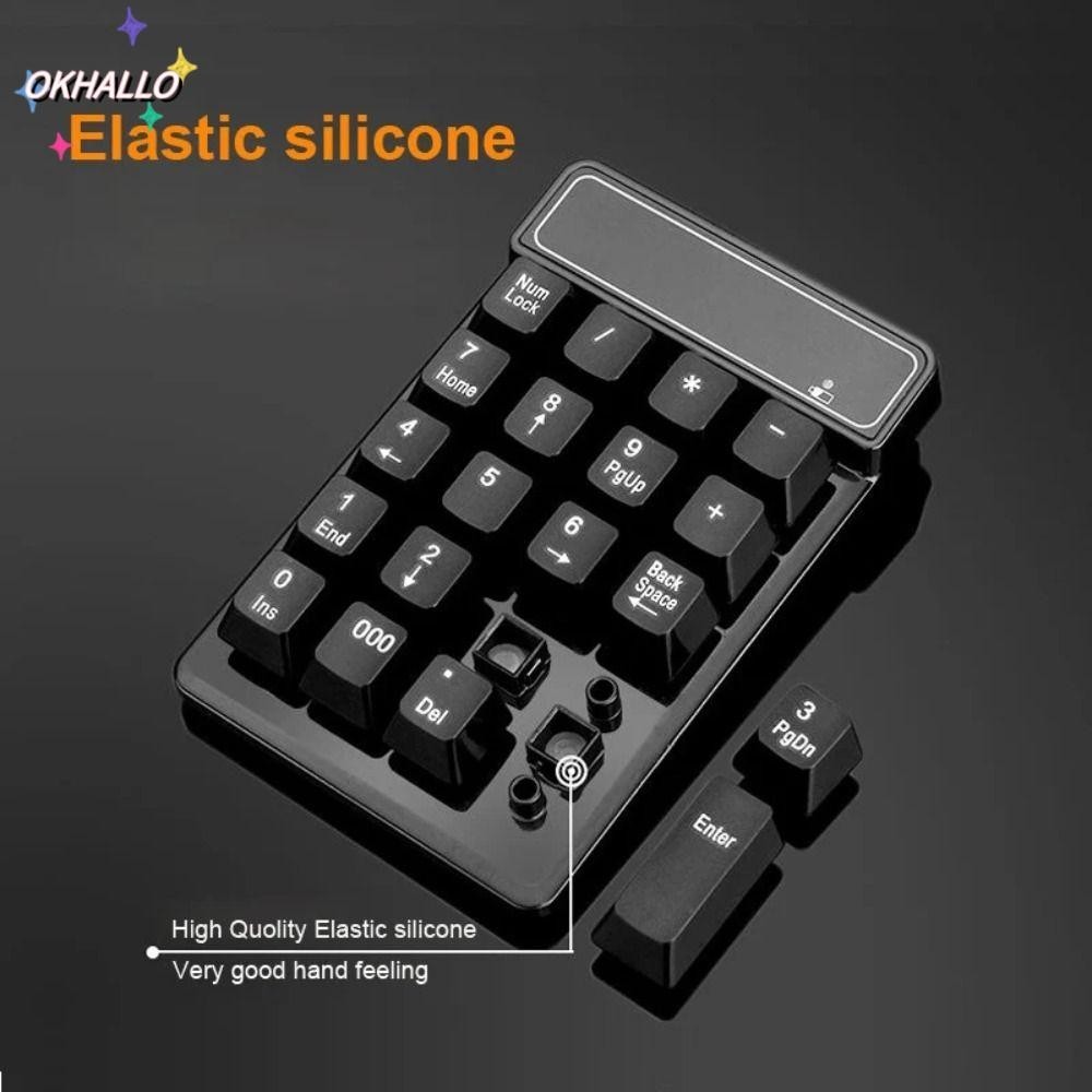 OKHALLO Wireless Wired Keyboard, 2.4GHz Mini USB Numeric Keypad ...