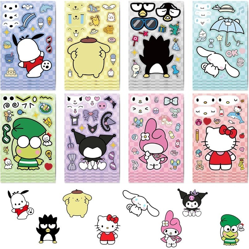 8 Sheets Make Your Own Sanrio Stickers, Make a Classic Sanrio Character ...